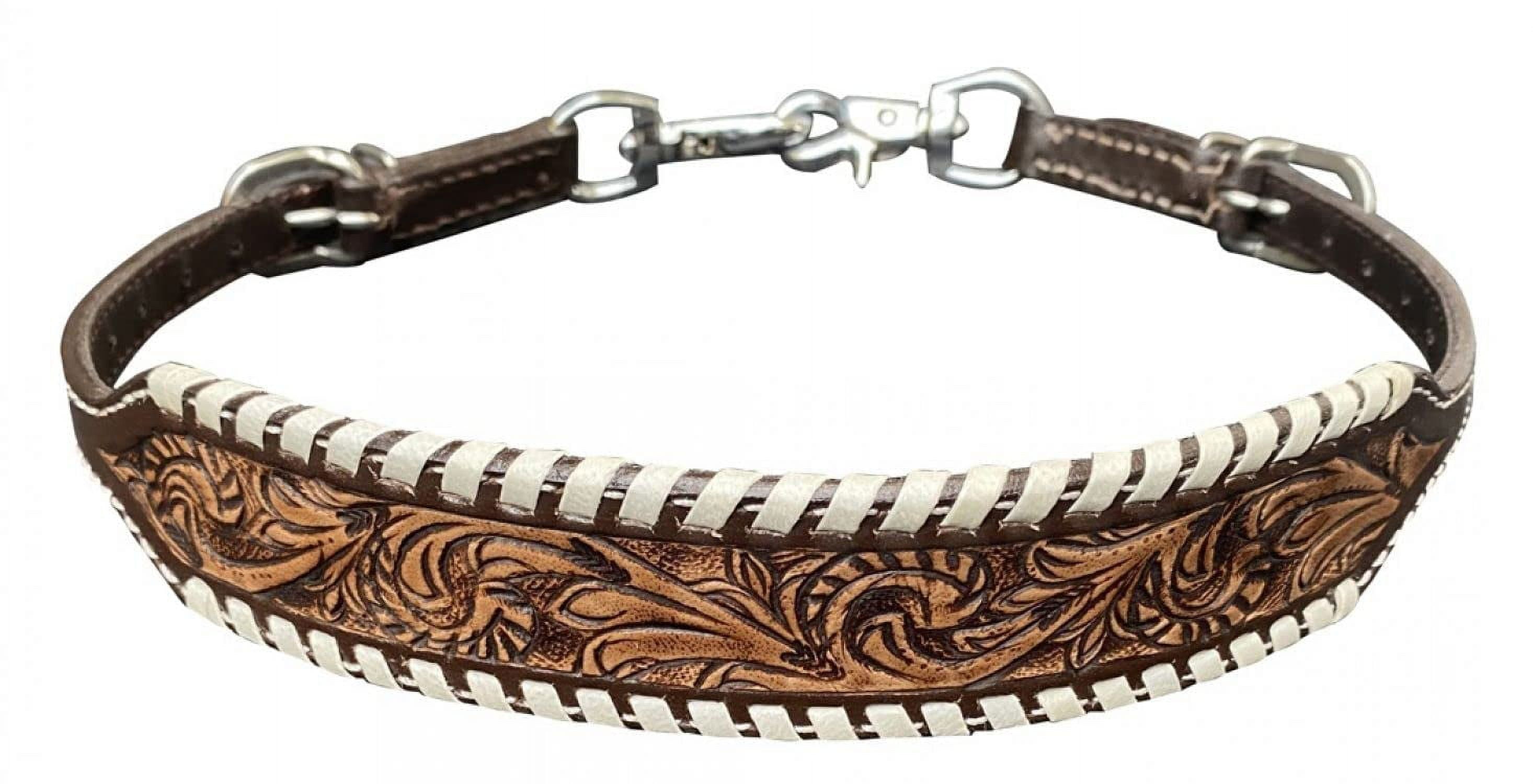 Showman Leather Wither Strap w/ Floral Tooling & Rawhide Lacing ...