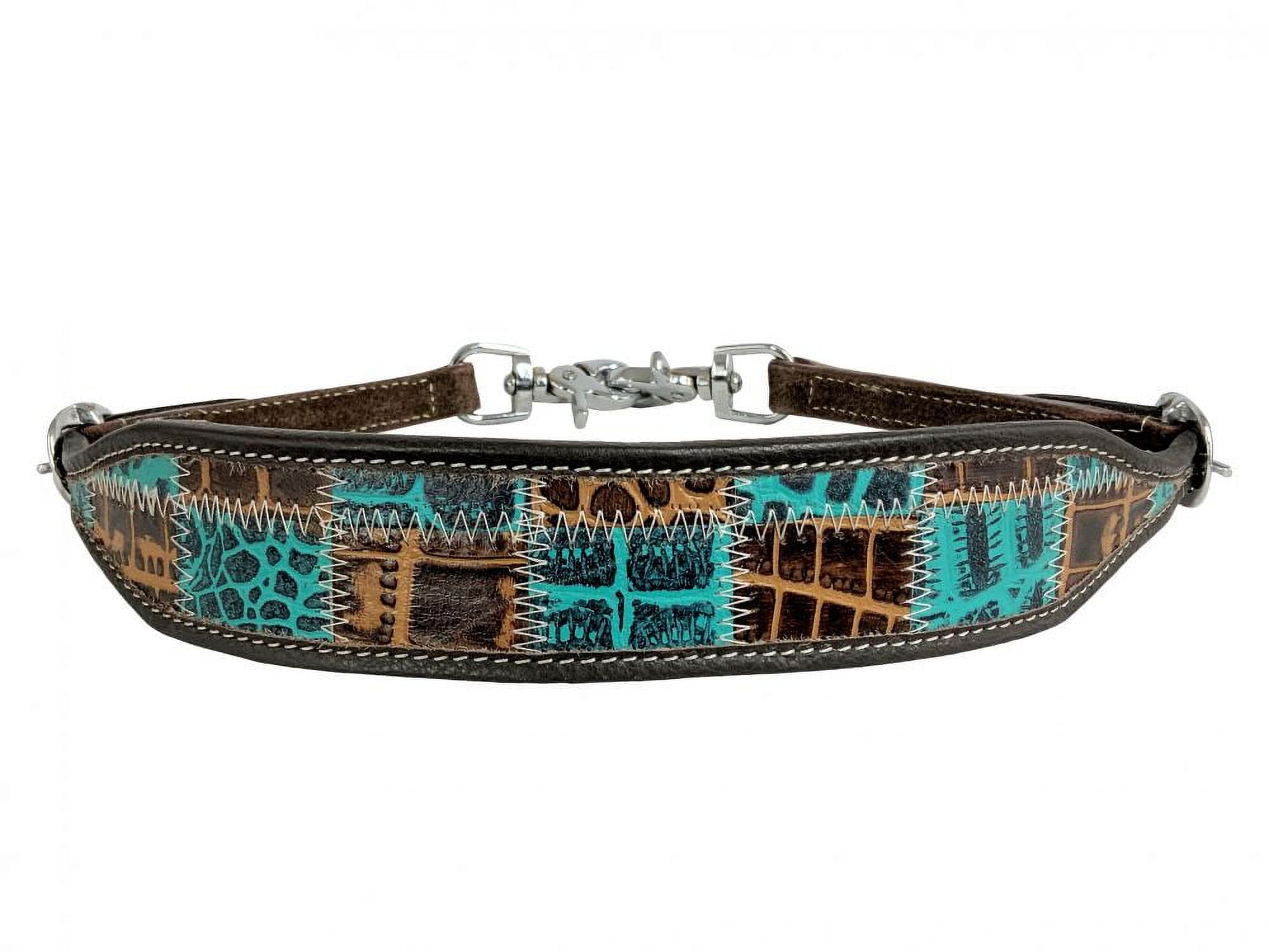 Showman Leather Wither Strap w/ Teal Gator Patchwork Pattern - Walmart.com
