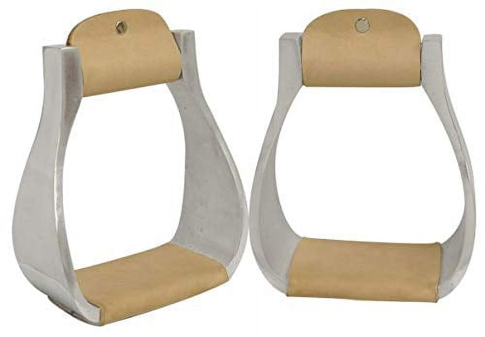 Showman Lightweight Polished Aluminum Flat Bottom Stirrups w/ Leather ...