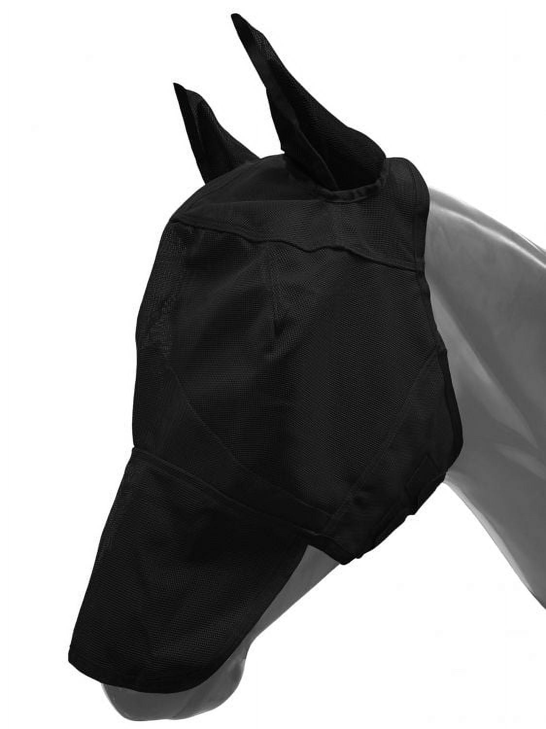Showman Long Nose Mesh Rip Resistant Fly Mask w/ Ears (Black, Average ...