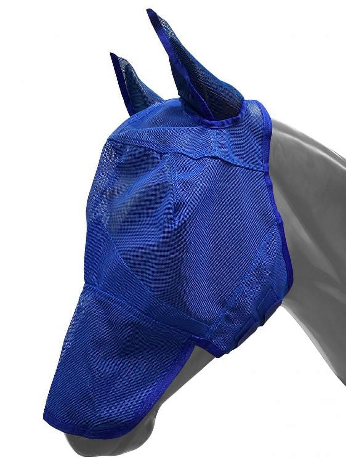 Showman Long Nose Mesh Rip Resistant Fly Mask w/ Ears (Blue, Small ...