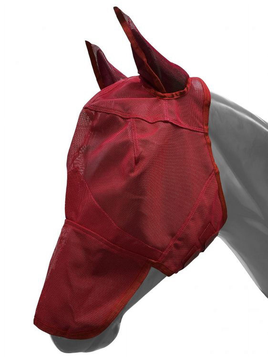 Showman Long Nose Mesh Rip Resistant Fly Mask w/ Ears (Red, Average ...