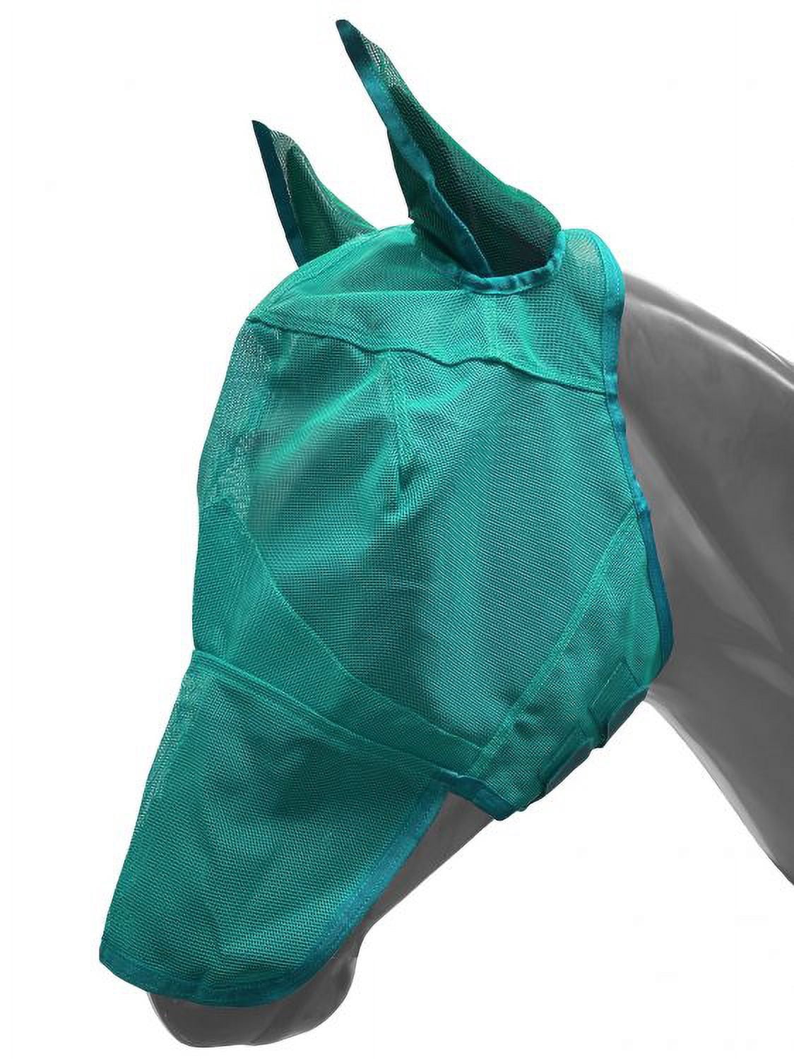 Showman Long Nose Mesh Rip Resistant Fly Mask w/ Ears (Teal, Large ...