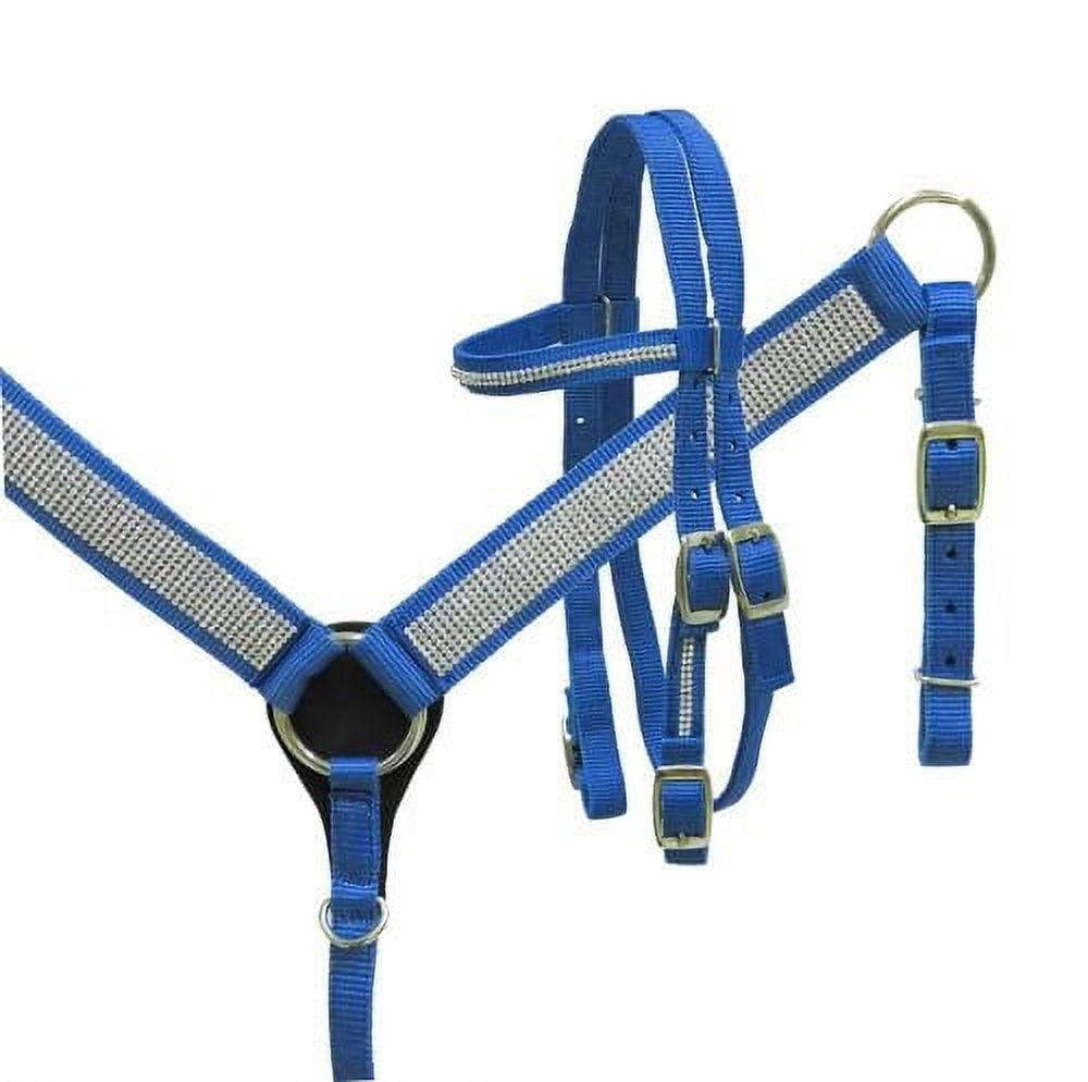 Showman MINI/SMALL PONY Nylon Headstall & Breast Collar Set w/ Crystals ...