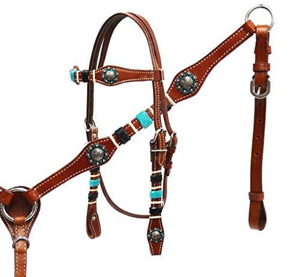 Showman Medium Leather Headstall and Breast Collar Set with Braided ...