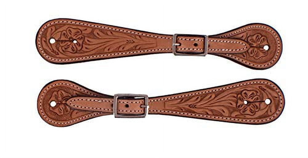 Showman Men's Light Argentina Cow Leather Spur Straps w/ Floral Tooling ...