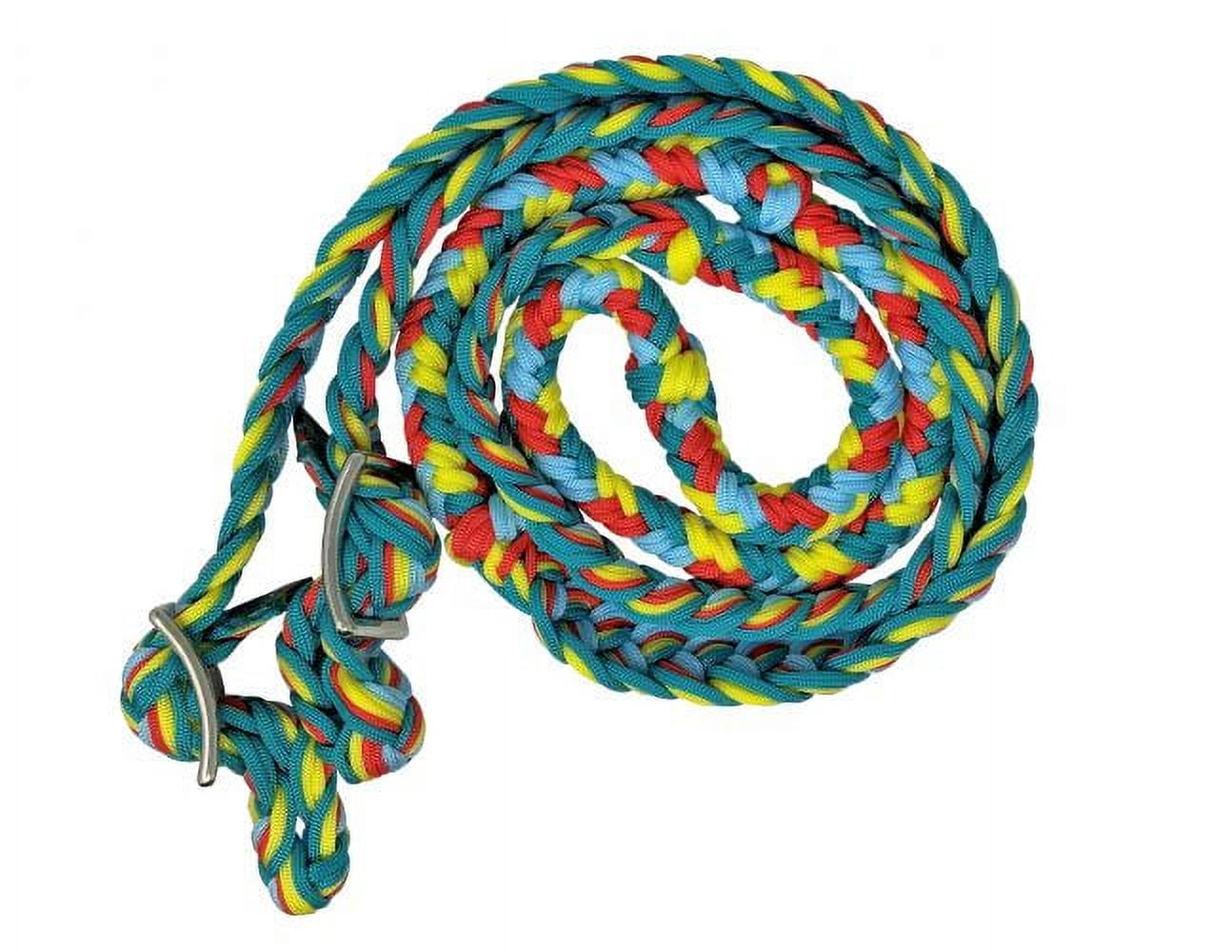 Showman Multicolor Braided Nylon Barrel Reins w/ Easy Grip Knots ...