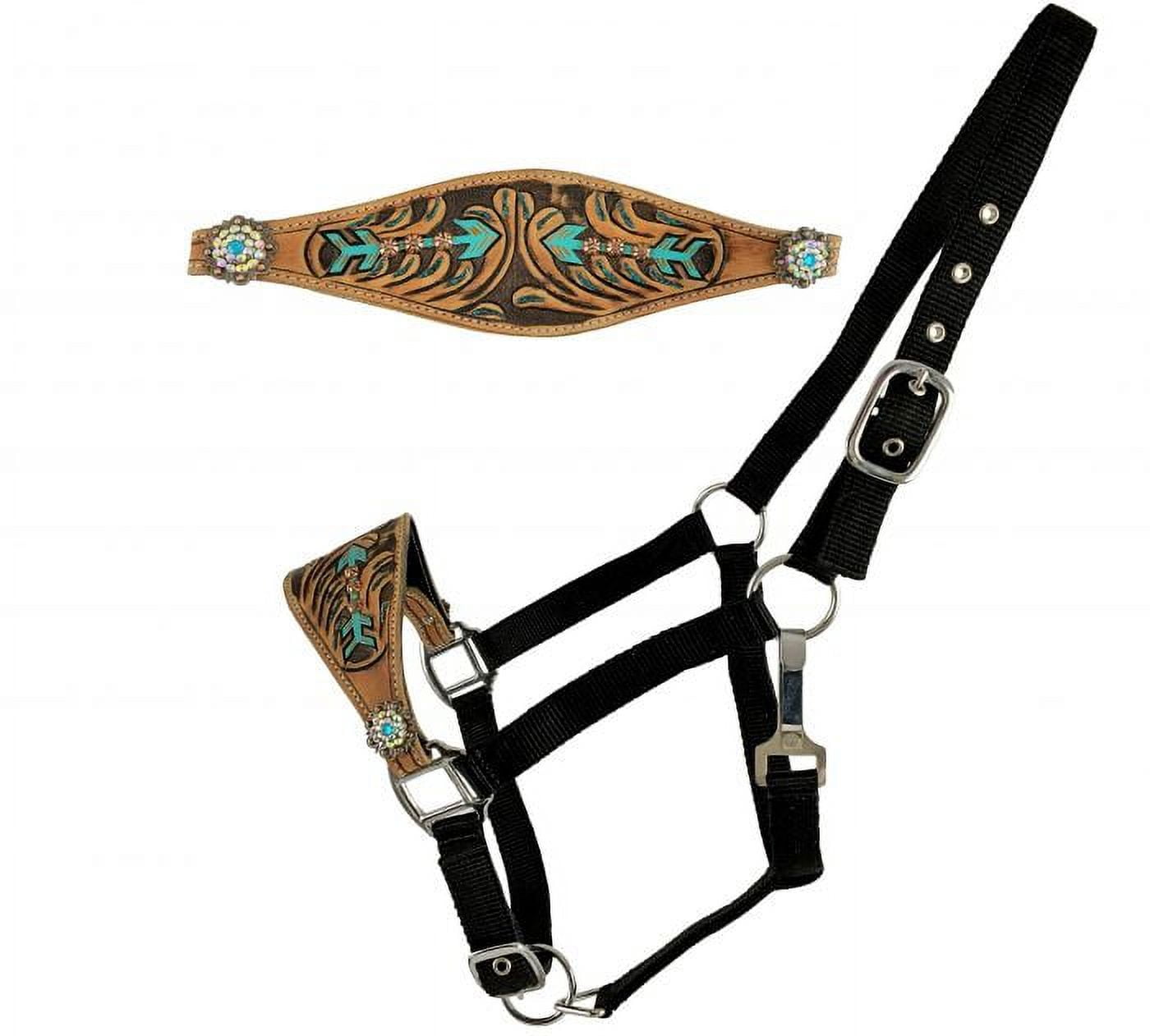 Showman Nylon Bronc Halter w/ Arrow Design Leather Noseband - Walmart.com
