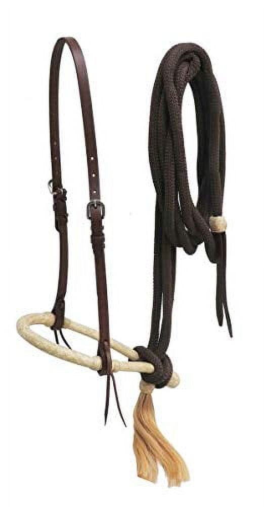 Showman Oiled Harness Leather Bosal Headstall w/ Brown Nylon Mecate ...