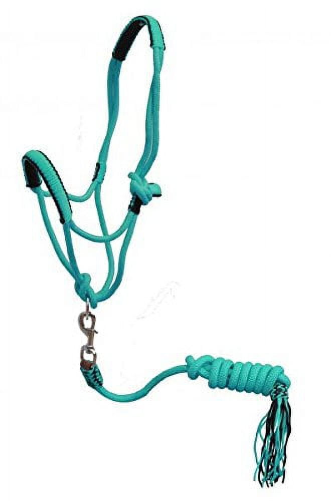 Showman PONY Braided Nylon Cowboy Knot Rope Halter w/ Lead (Teal) - Walmart.com