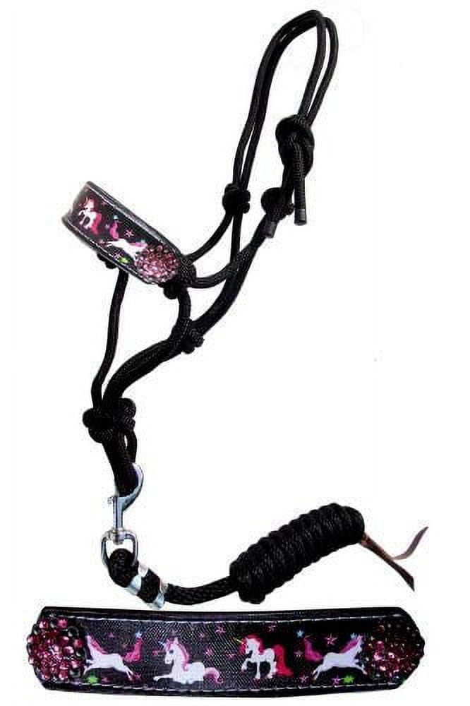 Showman PONY SIZE Dancing Unicorn Cowboy Knot Rope Halter w/ Lead ...