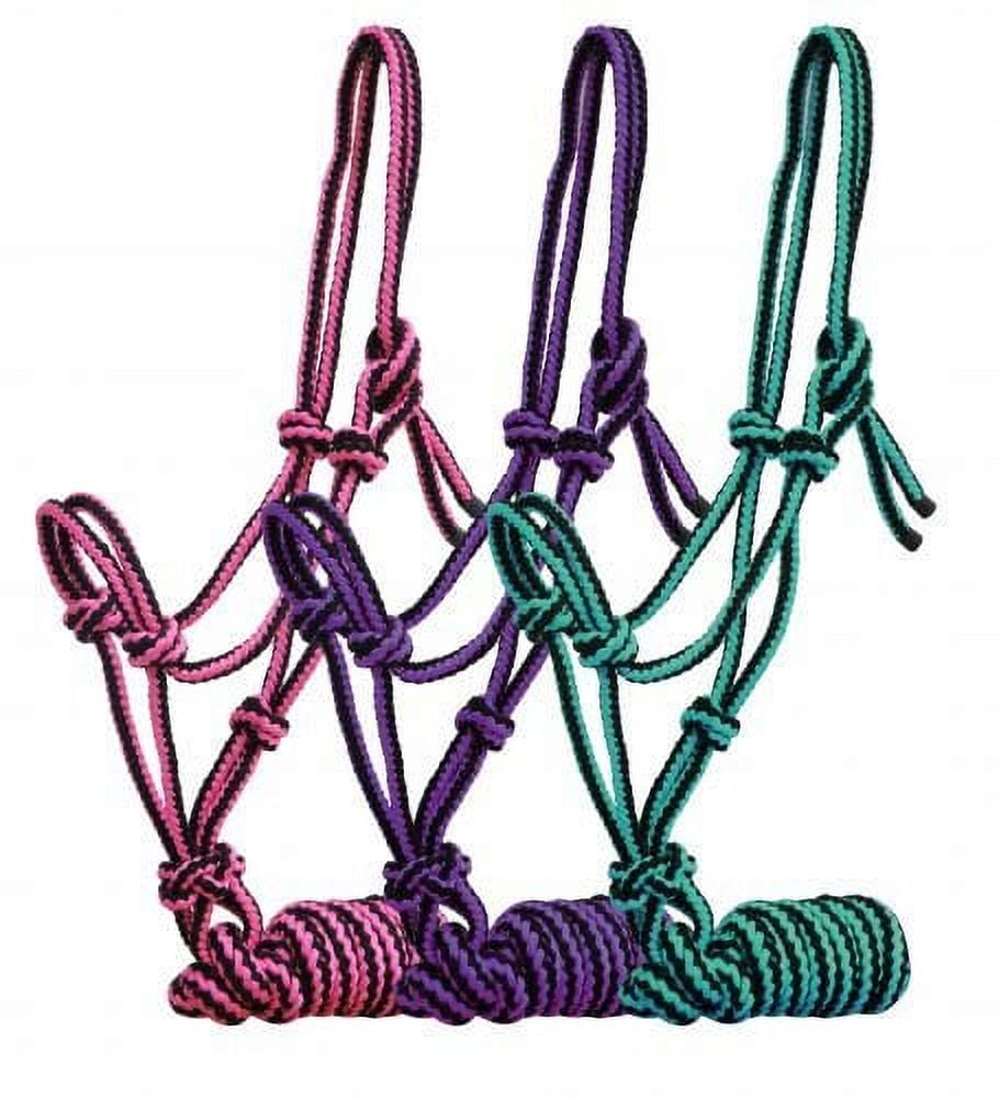 Showman PONY / SMALL HORSE Braided Nylon Cowboy Knot Rope Halter w/ 7' Lead (Pink) - Walmart.com