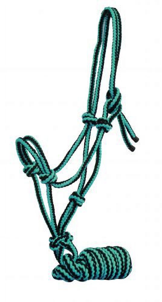 Showman PONY / SMALL HORSE Braided Nylon Cowboy Knot Rope Halter w/ 7' Lead (Teal) - Walmart.com