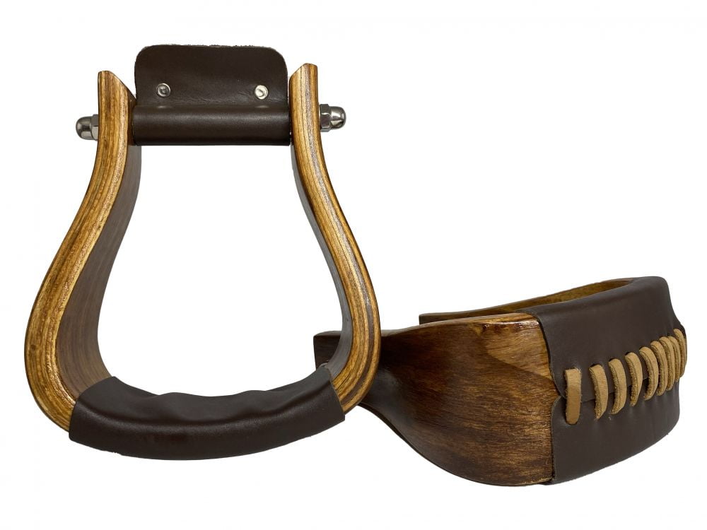 Showman Polished Solid Oak Wooden Stirrups - Walmart.com