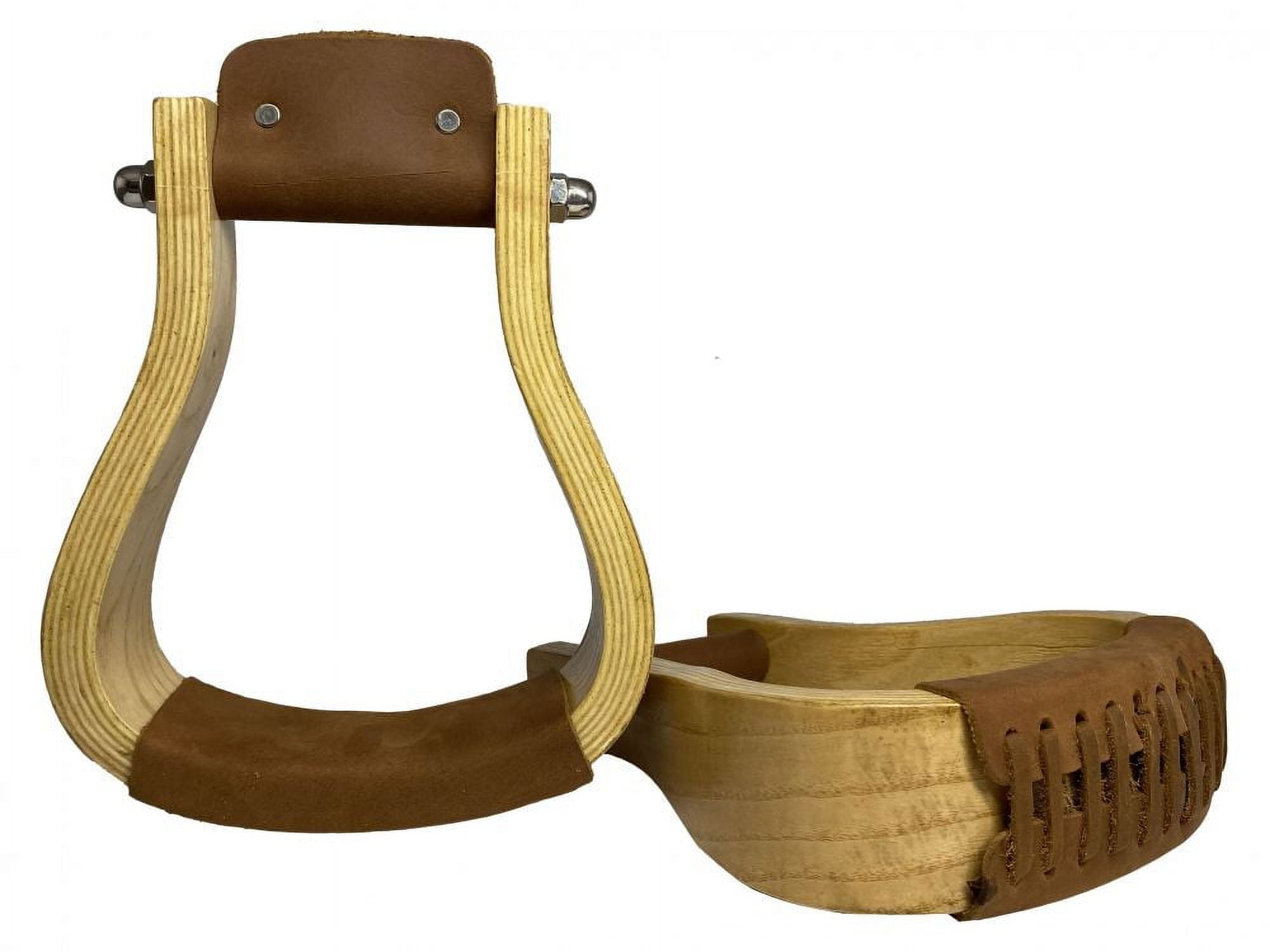 Showman Polished White Ashwood Wooden Stirrups - Walmart.com
