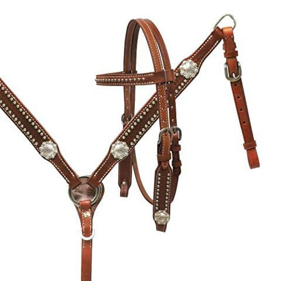 Showman Pony Headstall & Breast Collar Set w/ Silver Conchos & Reins ...