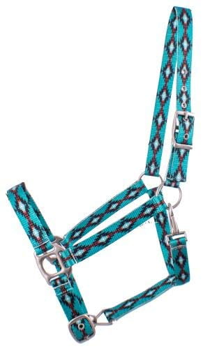 Showman Premium Nylon Halter w/ Turquoise/Brown Southwest Design ...