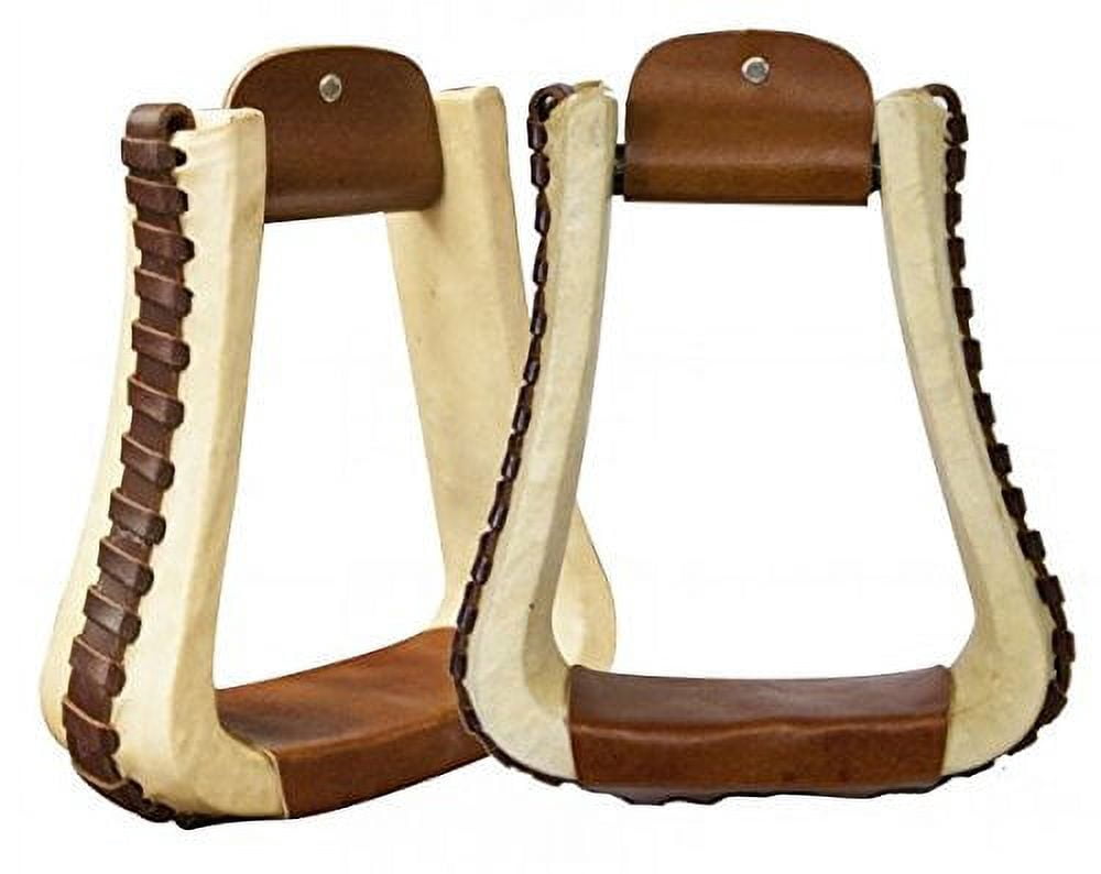 Showman Rawhide Covered Pleasure Style Western Stirrups w/ Leather ...