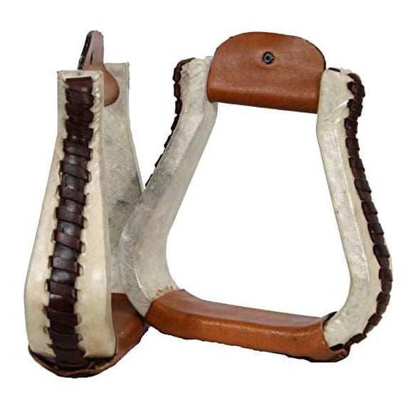 Showman Rawhide Covered Western Stirrups w/ Leather Lacing - Walmart.com