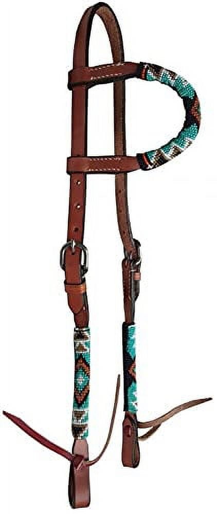Showman Single Ear Leather Headstall w/ Southwest Beaded Design Overlay ...