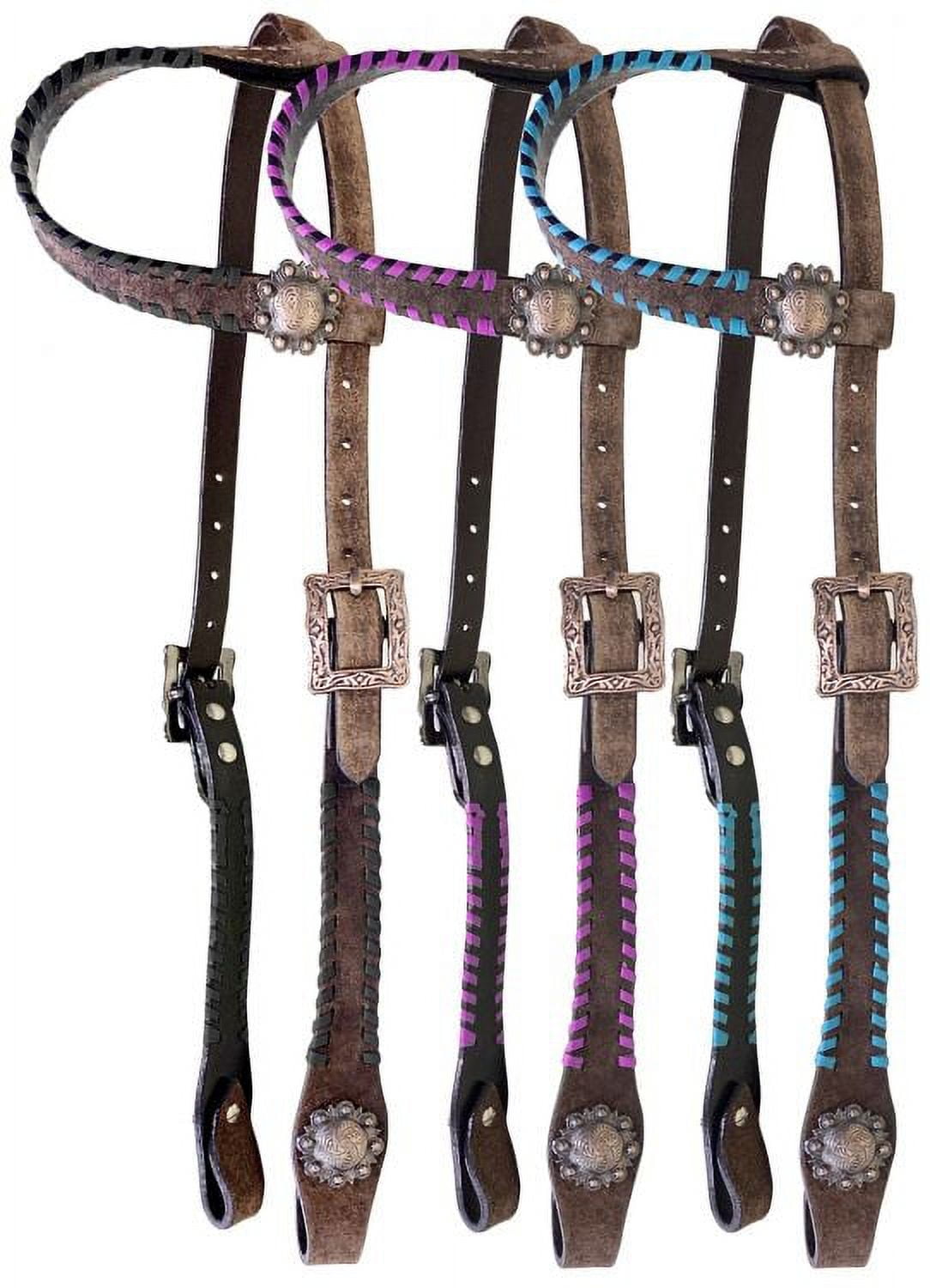 Showman Single Ear Rawhide Laced Rough-out Leather Headstall - Walmart ...