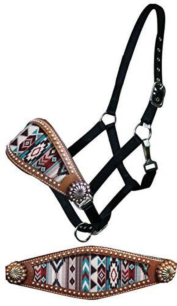Showman Southwest Diamond Print Leather Bronc Halter - Walmart.com