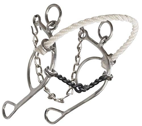 Showman Stainless Steel Rope Nose Combination Snaffle Bit w/ Twisted ...
