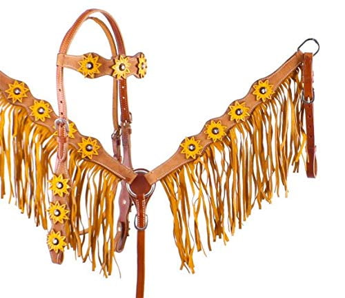 Showman Sunflower Overlay Browband Headstall & Breast Collar Set w ...