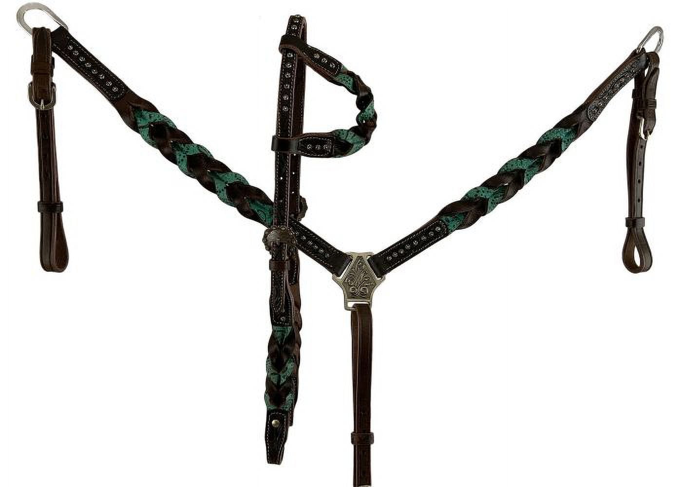 Showman Teal Miracle Braid Single Ear Headstall & Breast Collar Set ...