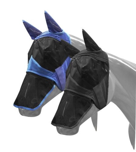 Showman Teddy Fleece Fly Mask w/ Detachable Nose (Black, Small ...