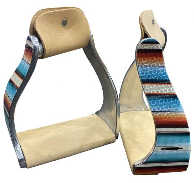 Showman Twisted Angled Aluminum Stirrups w/ Serape Print Overlay ...