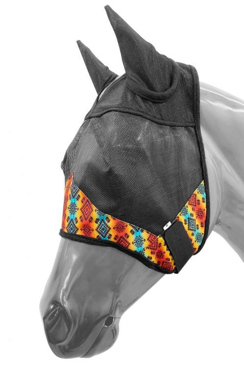 Showman Yellow, Blue & Red Aztec Print Fly Mask w/ Ears (Small ...