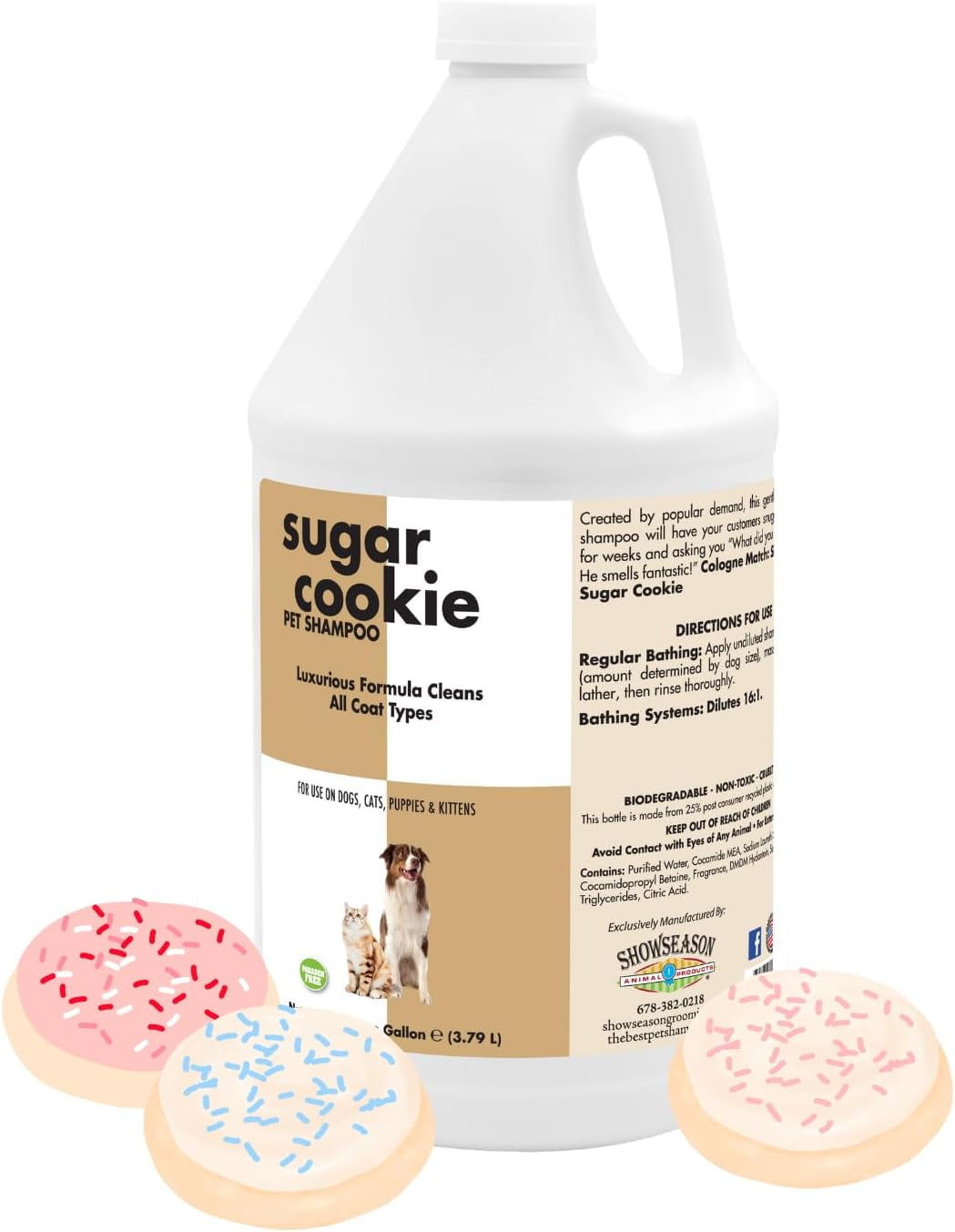 Showseason® Sugar Cookie Pet Shampoo 1 Gallon | Long-Lasting Odor ...