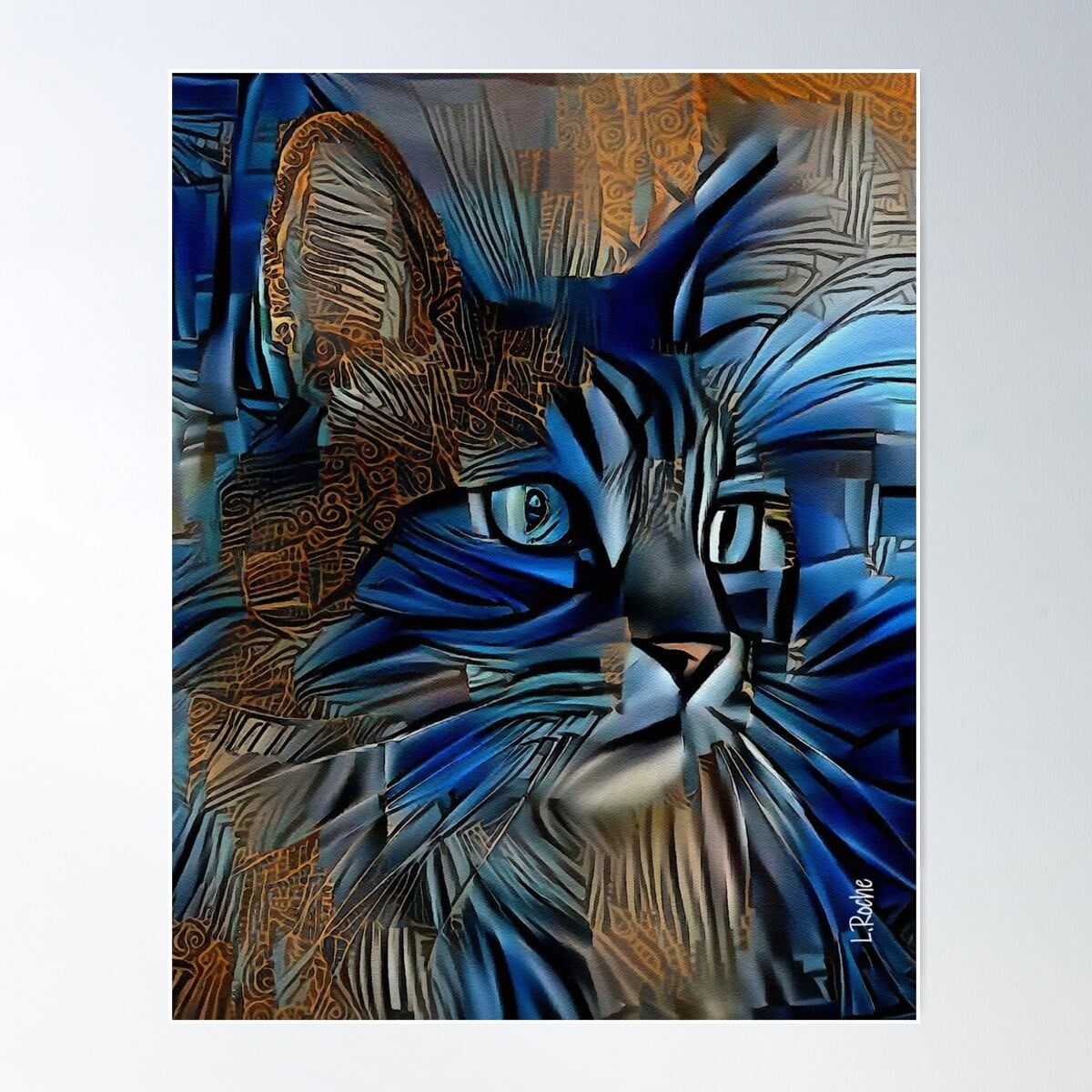 Shozen, Cat, Cat, Chat, Lea Roche Paintings Poster Wall Art, Modern Wall Decor For Living Room ...