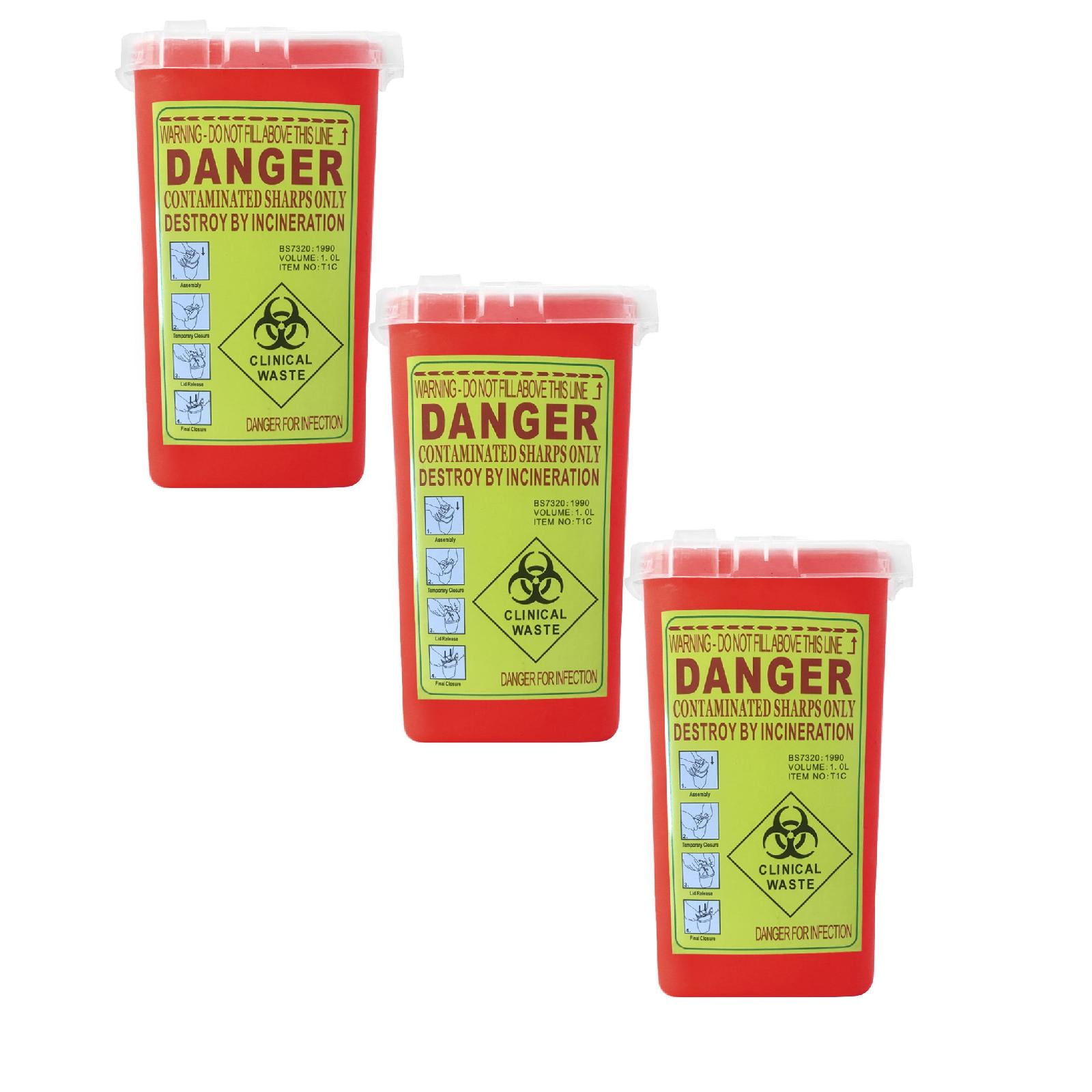 Shpwfbe 3PCS Red Sharps Container Biohazard Needle Disposal Container ...