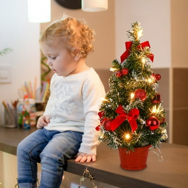 ZOELNIC LED Artificial Mini Christmas Tree Tabletop Desk Ornaments Xmas ...