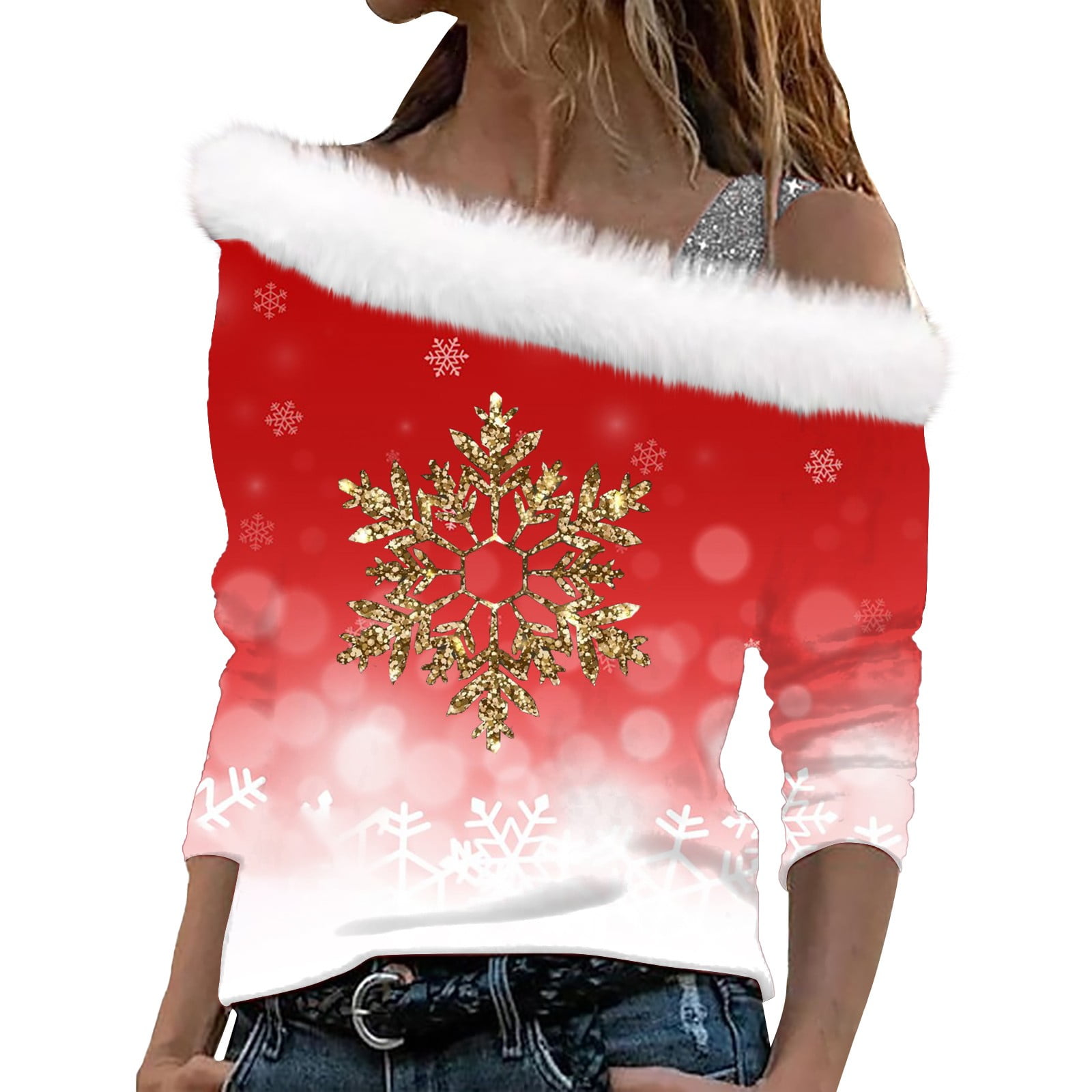 Shpwfbe Christmas Tops For Women 2023 Christmas Blouses For Women Fashionable Casual One