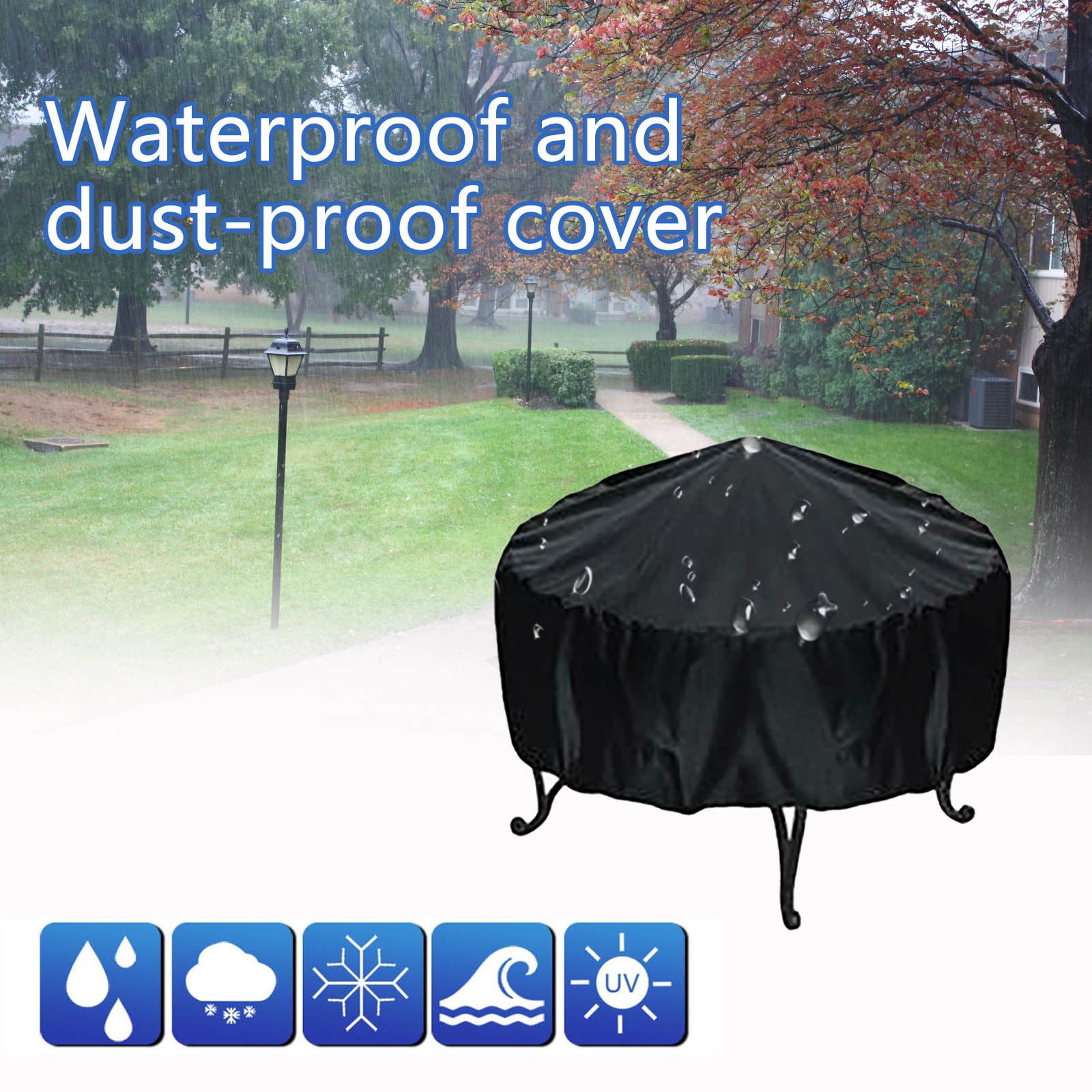 Shpwfbe Cover Fire Black Waterproof Du-st Outdoor Round Cover P-it ...