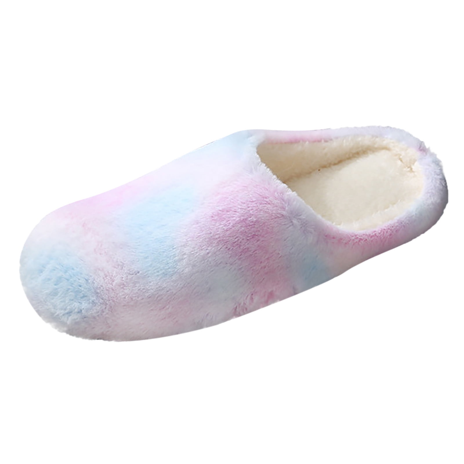 Shpwfbe Slippers For Women Multicolor Tie-Dye Round Toe Flats Plus ...