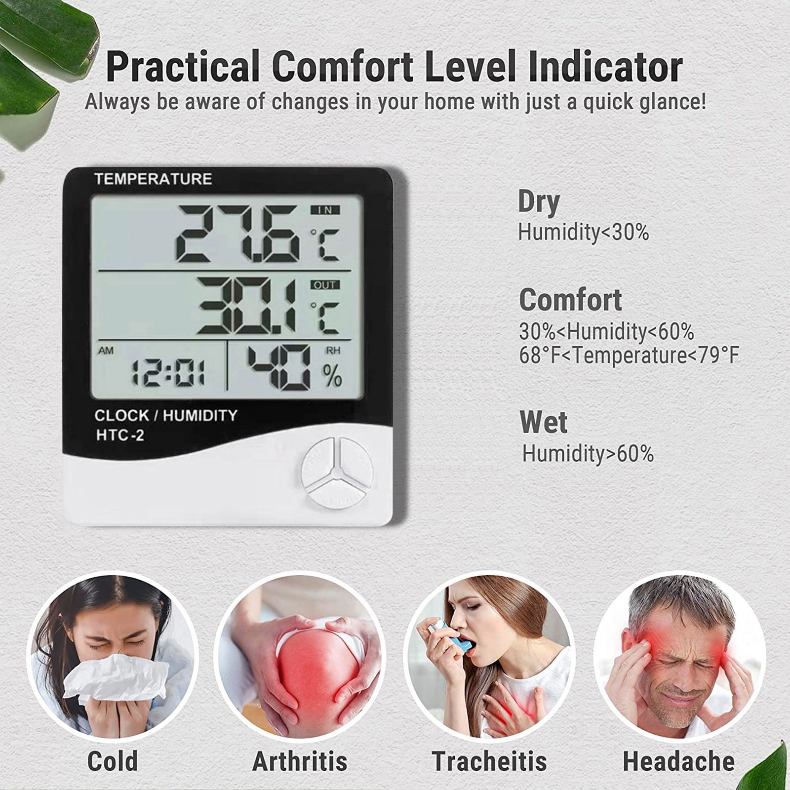 Shpwfbe tools Digital Hygrometer Indoor Outdoor Thermometer Wireless ...