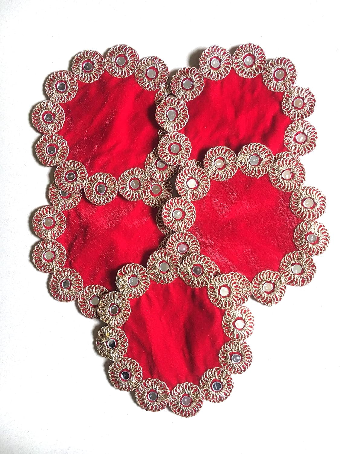 Shraddha Fashion 45 45 Inches 9000 Velvet Embroidery Puja Aasan for ...