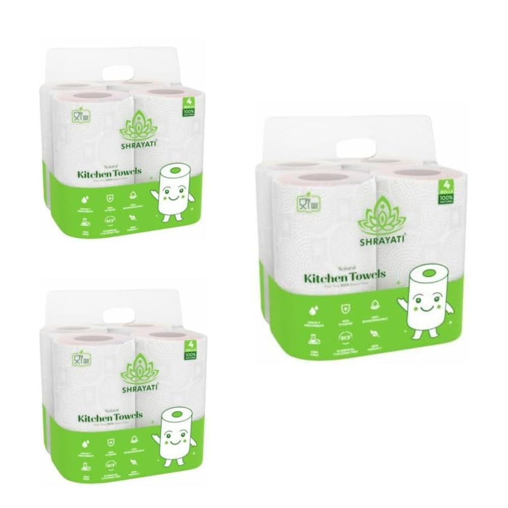 Shrayati Kitchen Towel/Tissue Paper Roll - Pack of 12, Super Soft ...