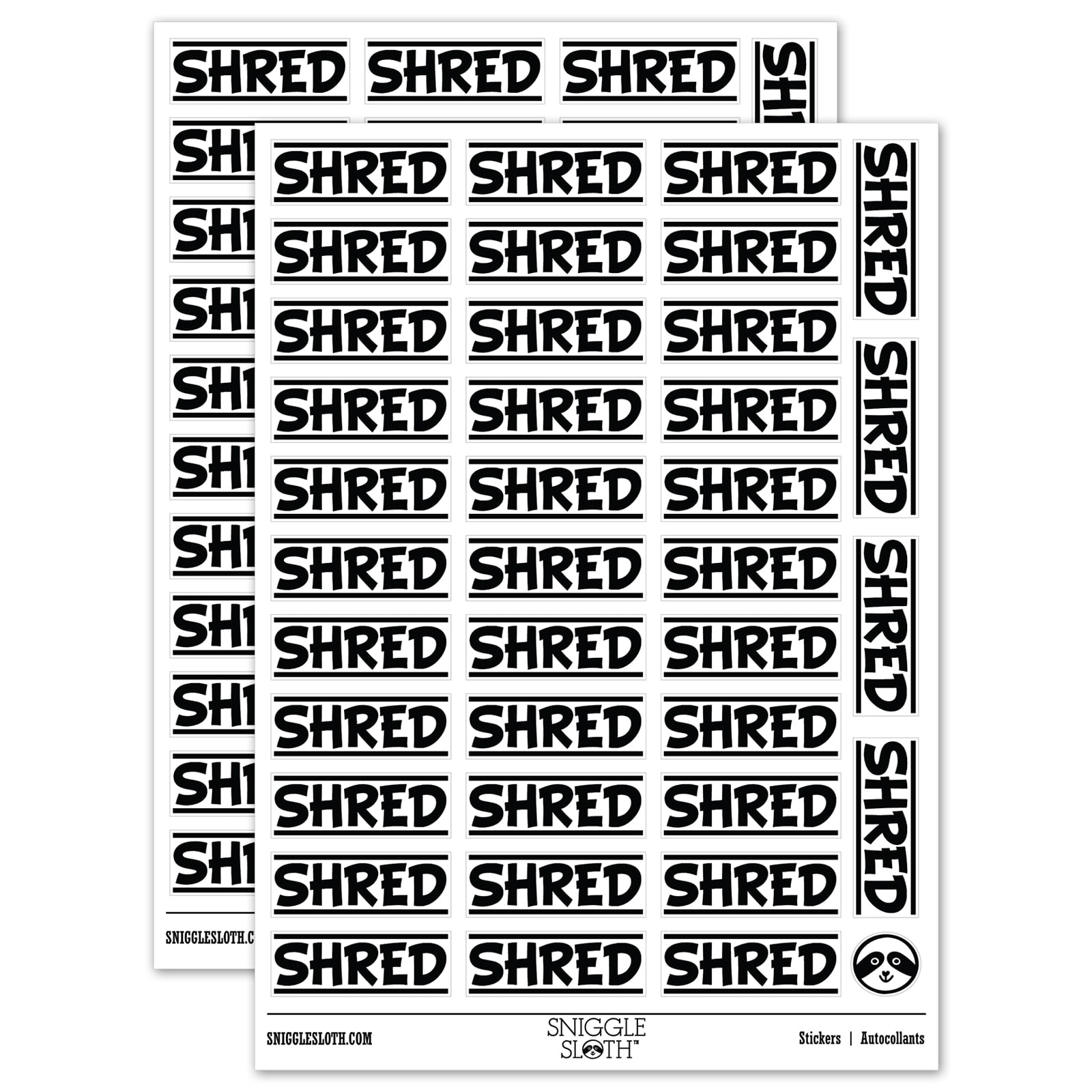 Shred Border Top Bottom Sticker Set - White - Matte Finish - 1.5" Small ...
