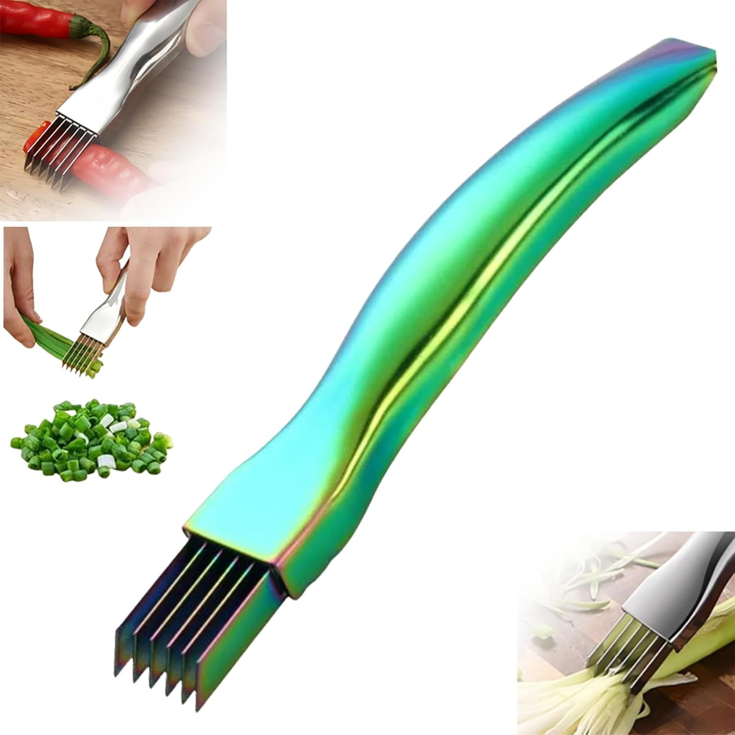 Shred Silk The Knife, 2024 Stainless Steel Finger Guard Green Onion ...