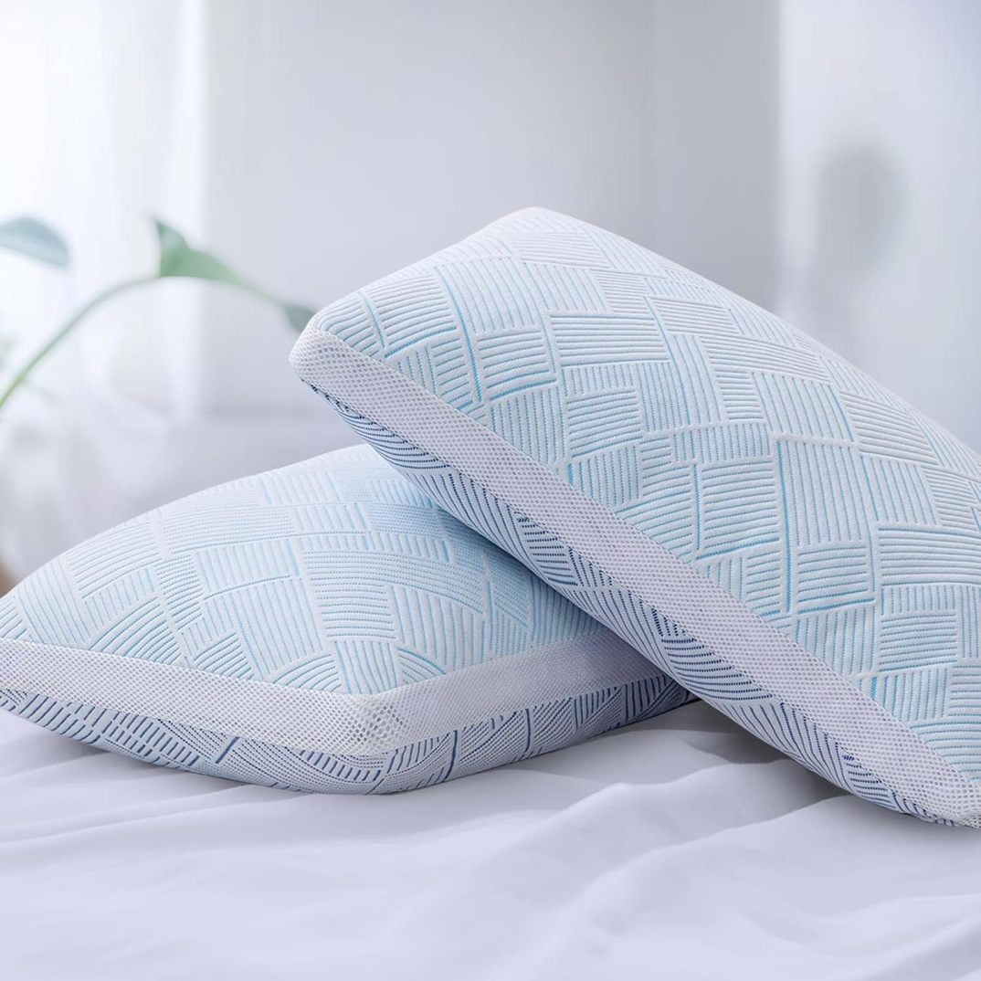 Shredded Memory Foam Cooling Soft Bamboo Viscose Pillows Queen Size Set ...
