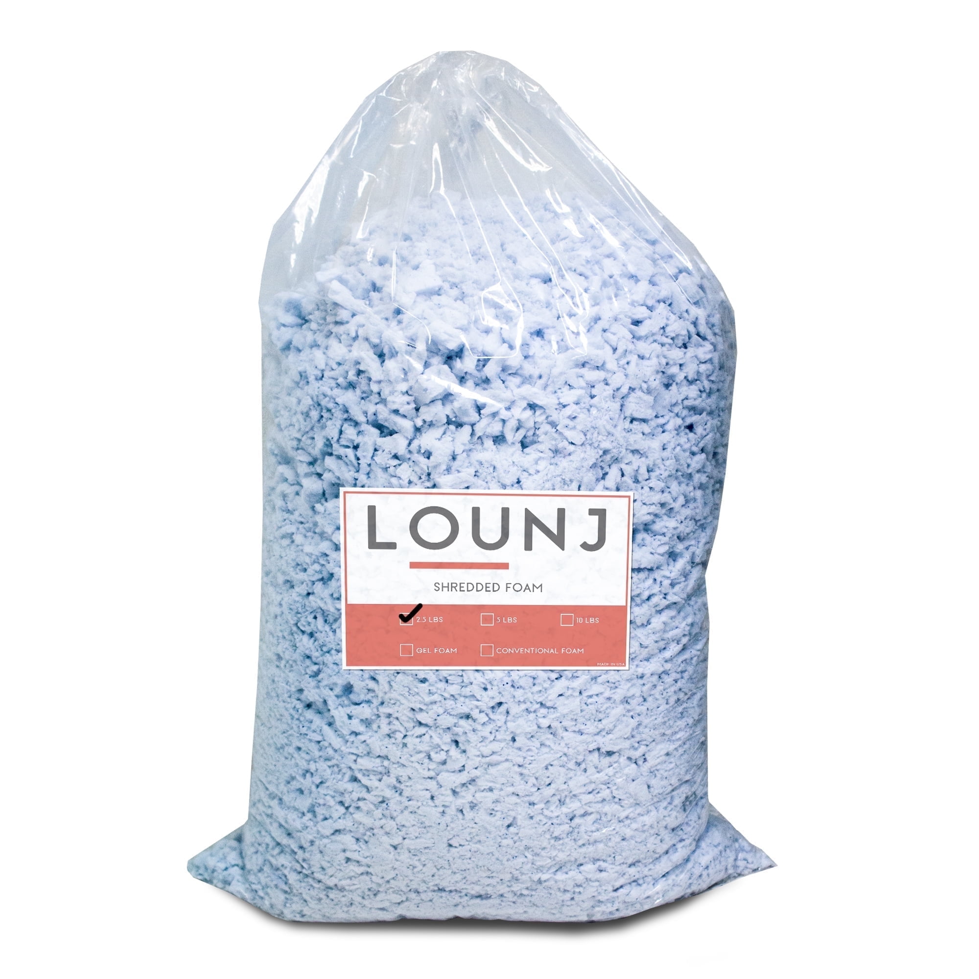 LOUNJ 2.5LB Shredded Memory Foam Fill for Cushions, Crafts, Bean Bags ...