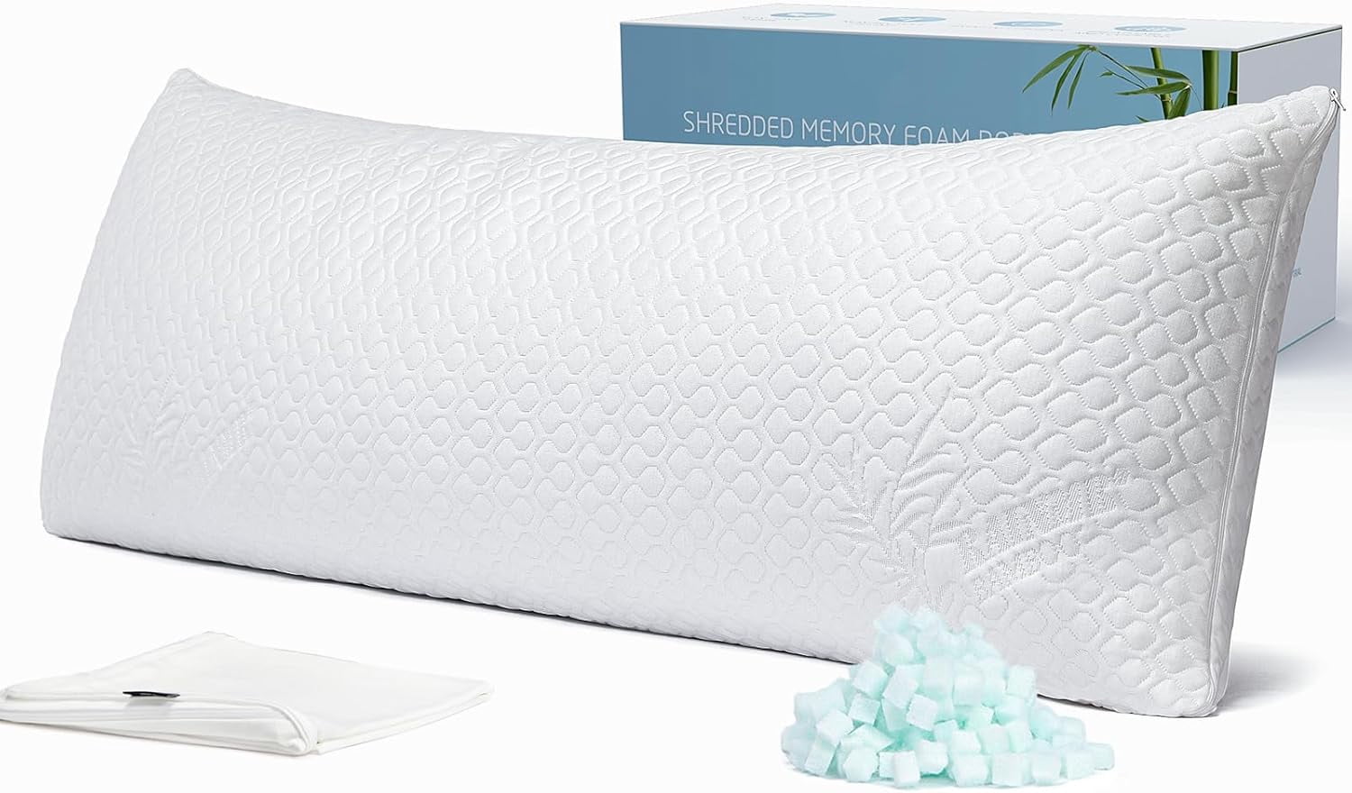 Shredded Memory Foam Full Body Pillow for Side Sleeper – Huggable Long ...