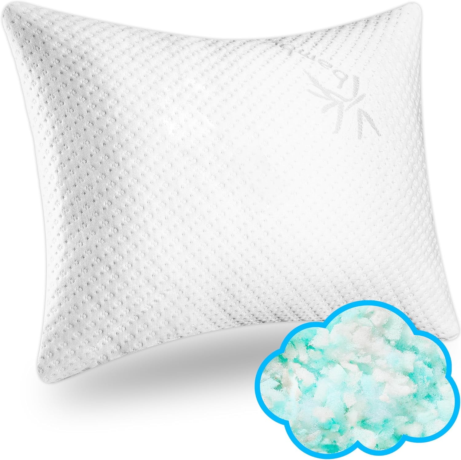 Shredded Memory Foam Pillow- Allergy-Friendly & Cooling Pillow Cover ...