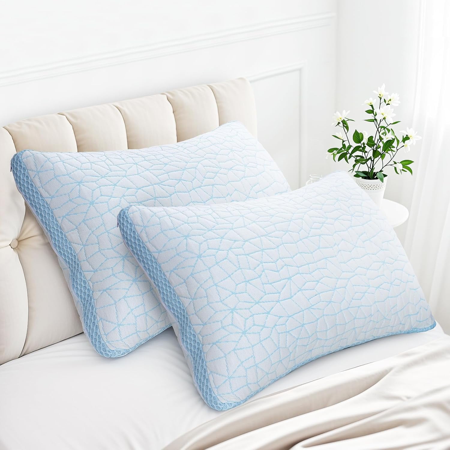 Shredded Memory Foam Pillow, Bed Pillows for Sleeping on Back, Stomach ...