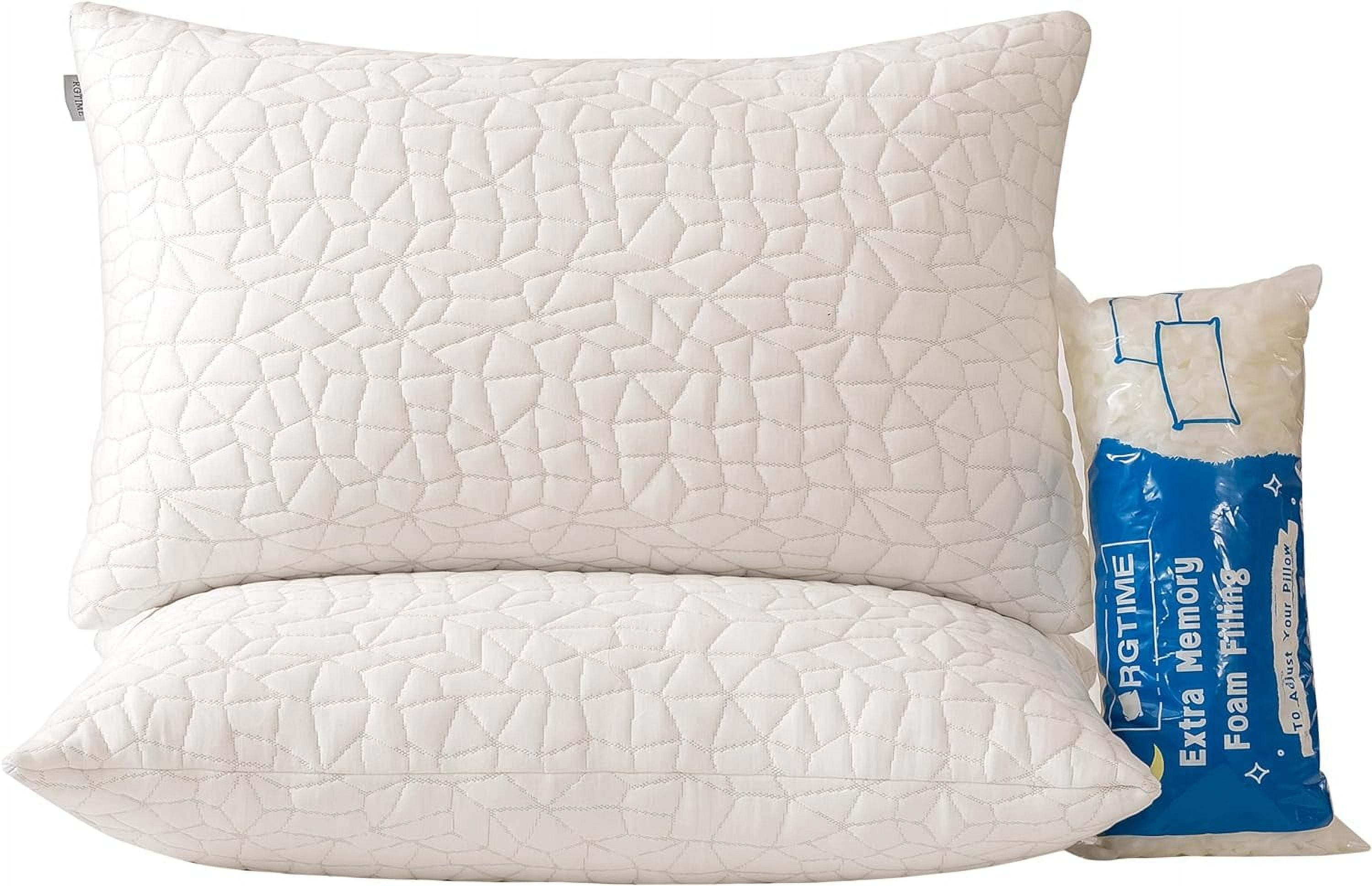 Shredded Memory Foam Pillows - Queen Size Set of 2,Adjustable Bed ...